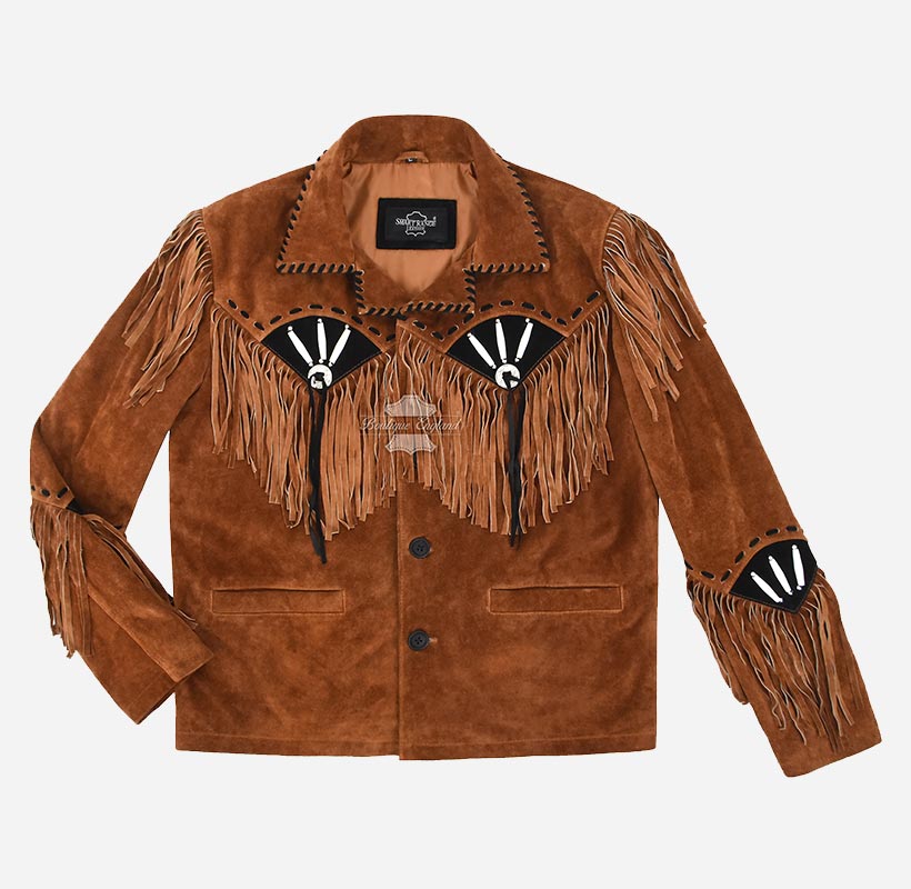 WEST HERITAGE Suede Fringe Jacket Cowboy American Native Jacket ...