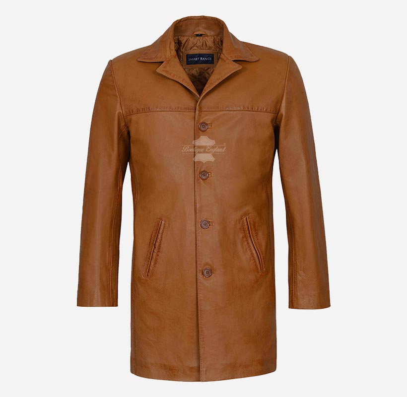 REEFER Men's Leather Coat LONG Leather JACKET – Boutique England