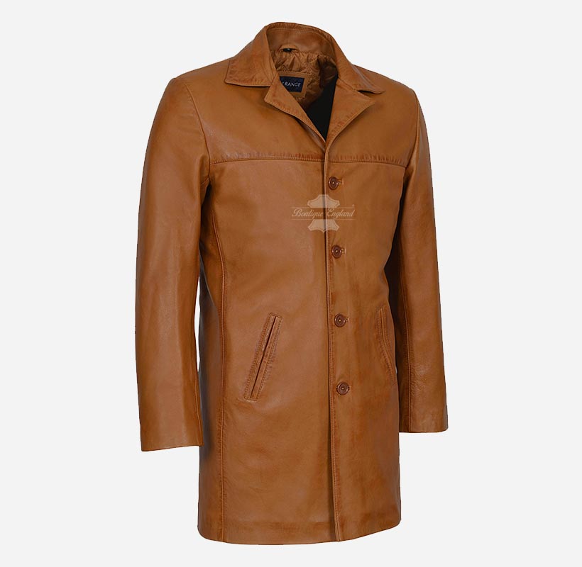 REEFER Men's Leather Coat LONG Leather JACKET – Boutique England