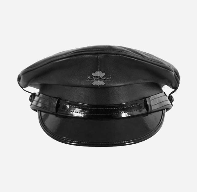 Leather Peaked Police Military Style Cap – Boutique England