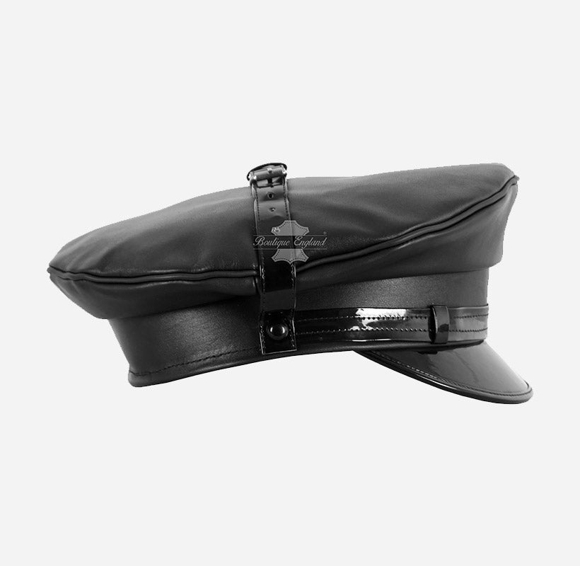 Leather Peaked Police Military Style Cap – Boutique England