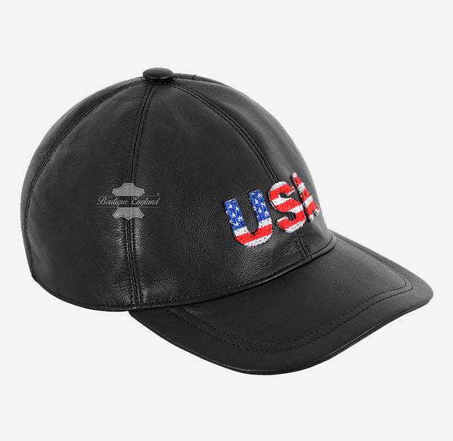 USA Baseball Cap American Flag Hat Leather Golf Cap – Boutique England