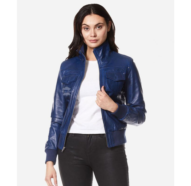 ATLANTIC AVIATOR JACKET LADIES CLASSIC BOMBER SLIM FIT LEATHER JACKET ...