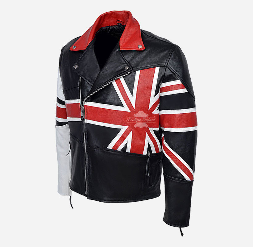 BRANDO Union Flag Men Biker Leather Jacket – Boutique England