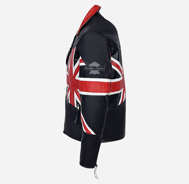 BRANDO Union Flag Men Biker Leather Jacket – Boutique England