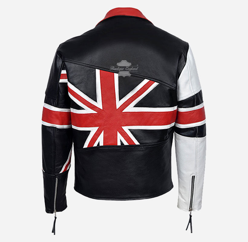 BRANDO Union Flag Men Biker Leather Jacket – Boutique England