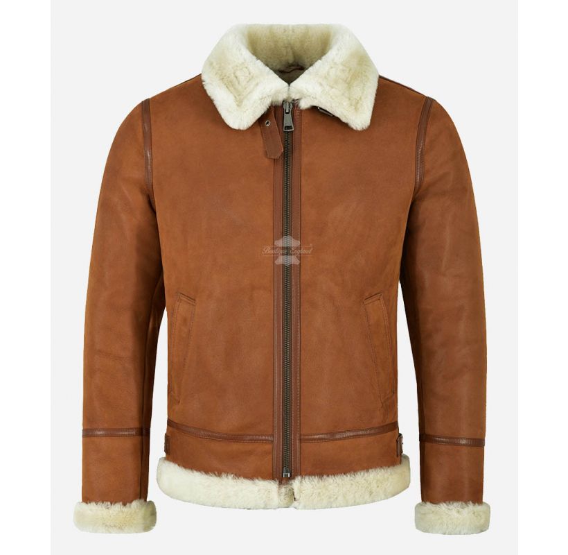 RAF MEN'S Shearling Sheepskin Jacket Tan – Boutique England