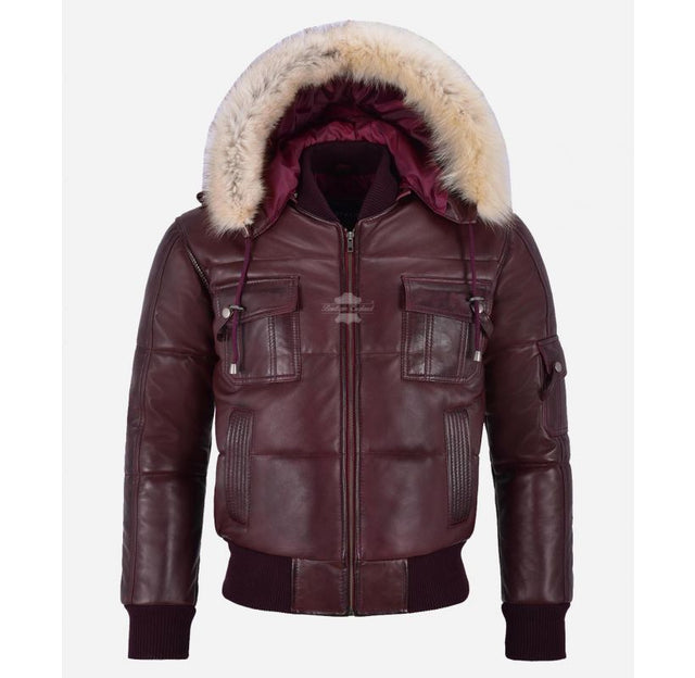 PILOT 6 Men's Leather Puffer Hooded Jacket – Boutique England