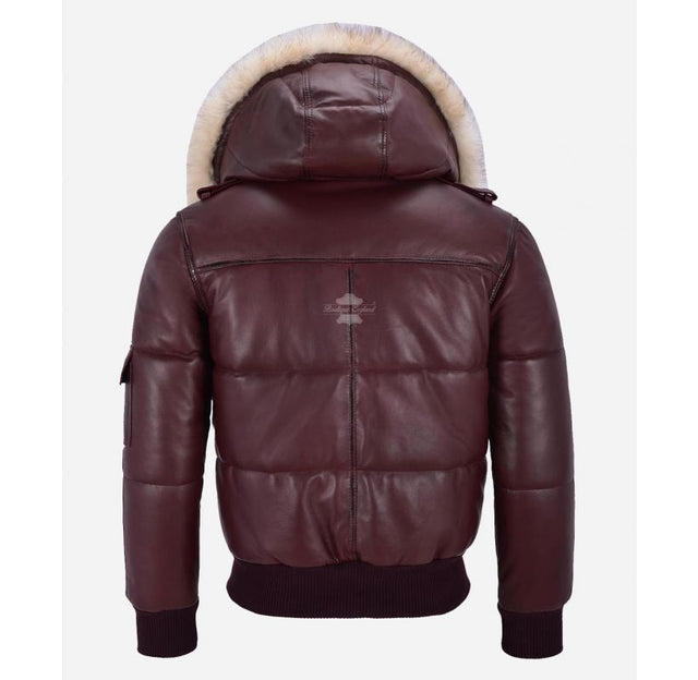 PILOT 6 Men's Leather Puffer Hooded Jacket – Boutique England