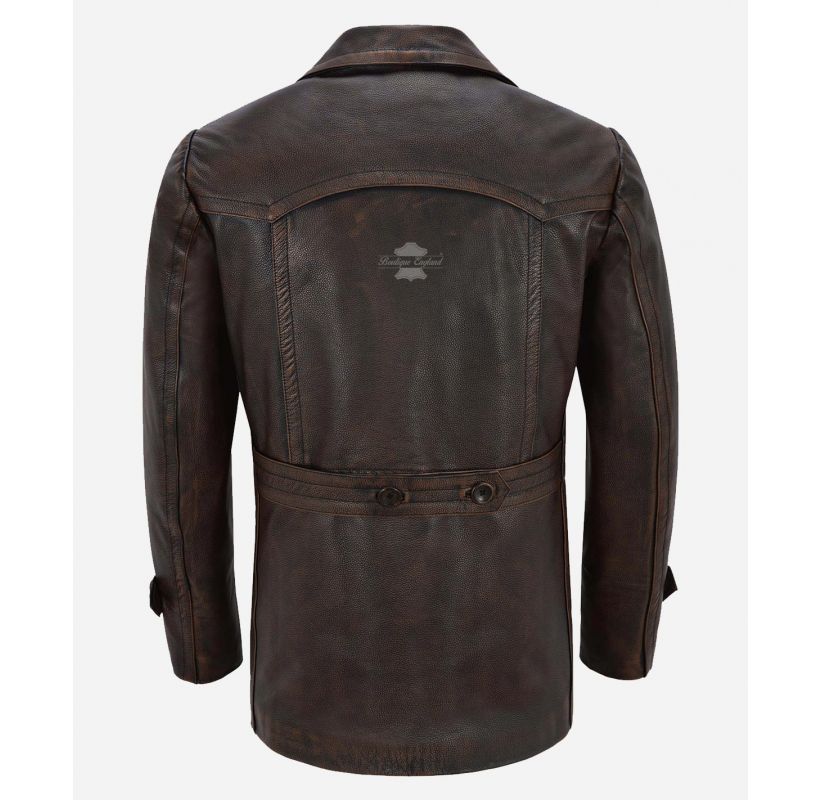 DR WHO LEATHER PEA COAT MEN'S CLASSIC LEATHER REEFER JACKET – Boutique ...