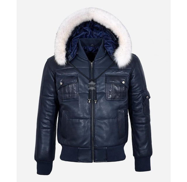 PILOT 6 Men's Leather Puffer Hooded Jacket – Boutique England