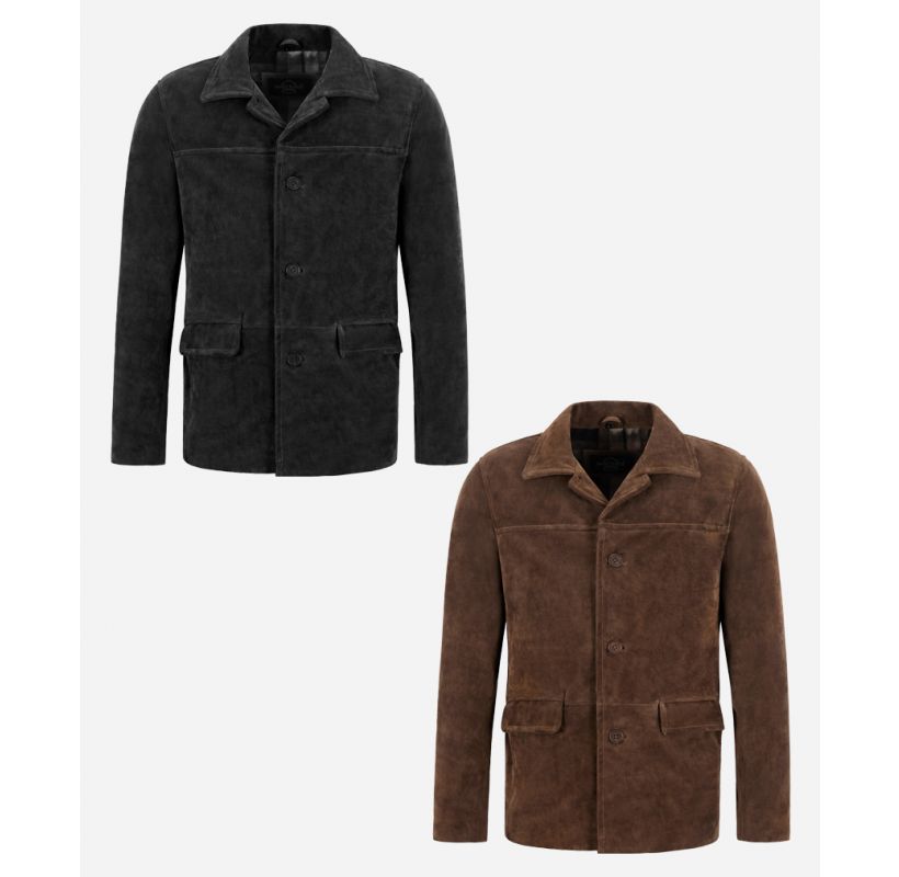 BRANT Men Box Leather Jacket Classic Fashion Suede Leather Blazer ...